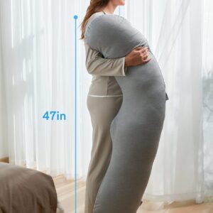 Momcozy Pregnancy Pillows with Cooling Cover, J Shaped Maternity Body Pillow for Pregnancy, Pregnancy Must Haves, Side Sleeper Pillow for Belly Hip Legs Support