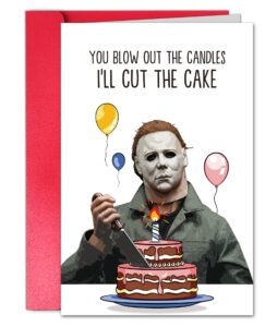 michael myers birthday card, funny birthday card for men, horror bday card, birthday gift for anyone