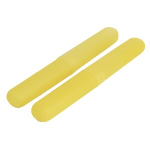 qtqgoitem plastic vacation traveling case protable toothbrush storage box container 2pcs yellow (model: 22c cdb 586 e71 fac)