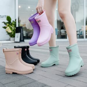 Nutropa Mid Calf Rain Boots for Women,Waterproof Garden Shoes Anti-Slip Rainboots,Outdoor Work Rain Shoes,200 Green 8.5 Women