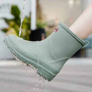 Nutropa Mid Calf Rain Boots for Women,Waterproof Garden Shoes Anti-Slip Rainboots,Outdoor Work Rain Shoes,200 Green 8.5 Women