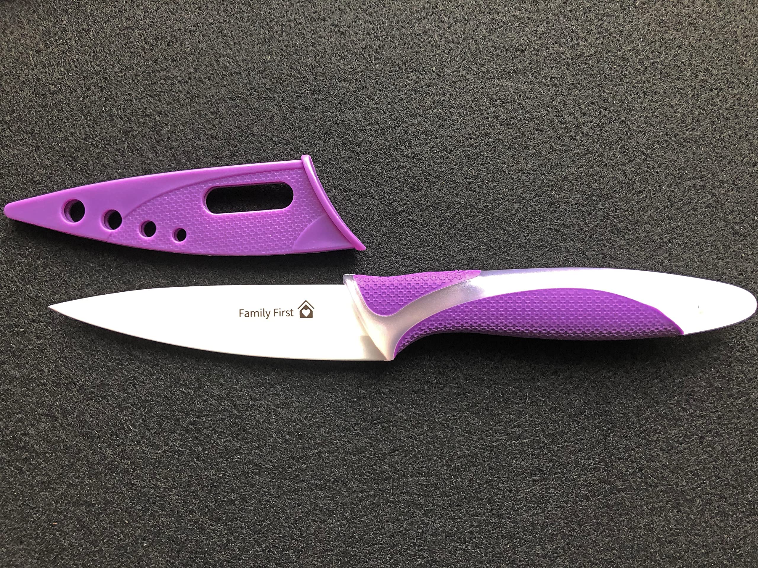 Ceramic Knife Set One 6" Chef Knife & One 4" All Purpose Knife With Large Ergo-Handle (Purple & White)