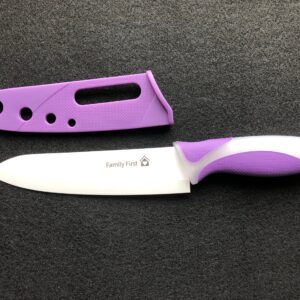 Ceramic Knife Set One 6" Chef Knife & One 4" All Purpose Knife With Large Ergo-Handle (Purple & White)