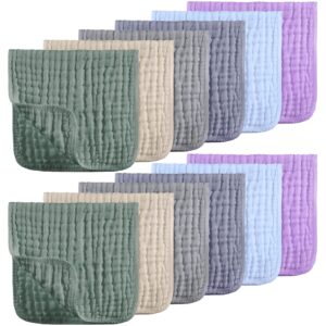 looxii muslin burp cloths 100% cotton muslin cloths 12 pack large 20''x10'' extra soft and absorbent baby burping cloth for boys and girls (multicolor)