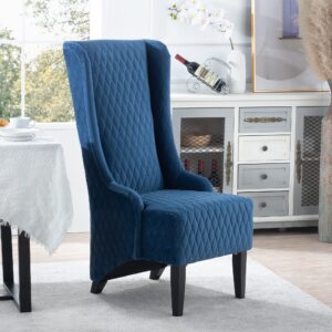 pvillez dining chair w/super high wing-back,velvet/leather sofa side chair w/diamond lattice design accent upholstered chair for living room,bedroom,kitchen chair w/arms vanity chair w/low arms