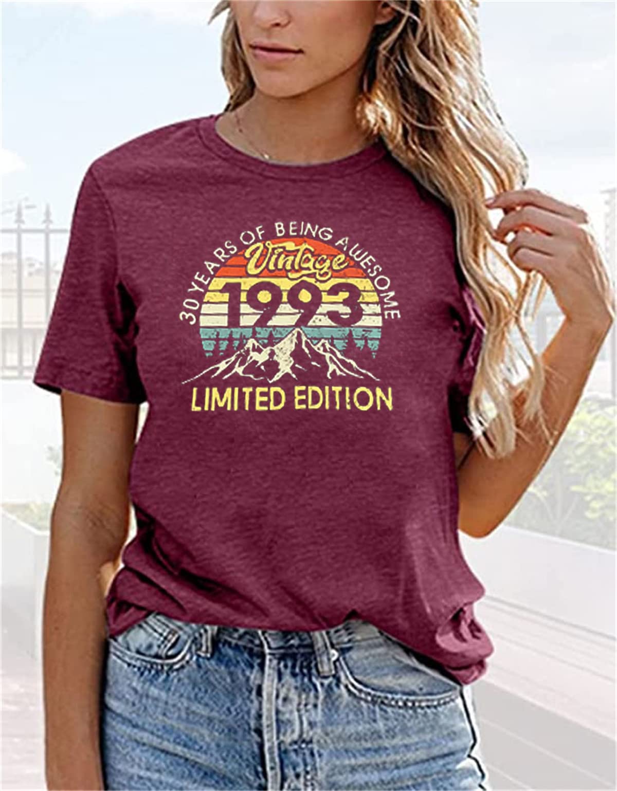 Women 30th Birthday Shirts Vintage 1993 Bday Party Tank Tops 30 Years of being Awesome Funny Saying Short sleeve Tee Tops