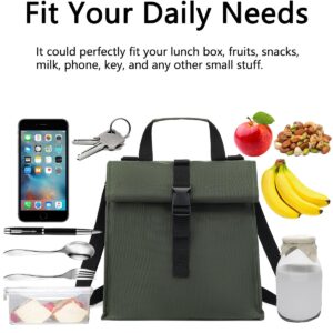 GYEUKHAM Insulated Lunch Bag for Men/Women/Kids, Roll top Reusable Lunch Box with Adjustable Shoulder Strap, Thermal Lunch Cooler Tote Container for Adults/Teens School Work Office Picnic,Army Green