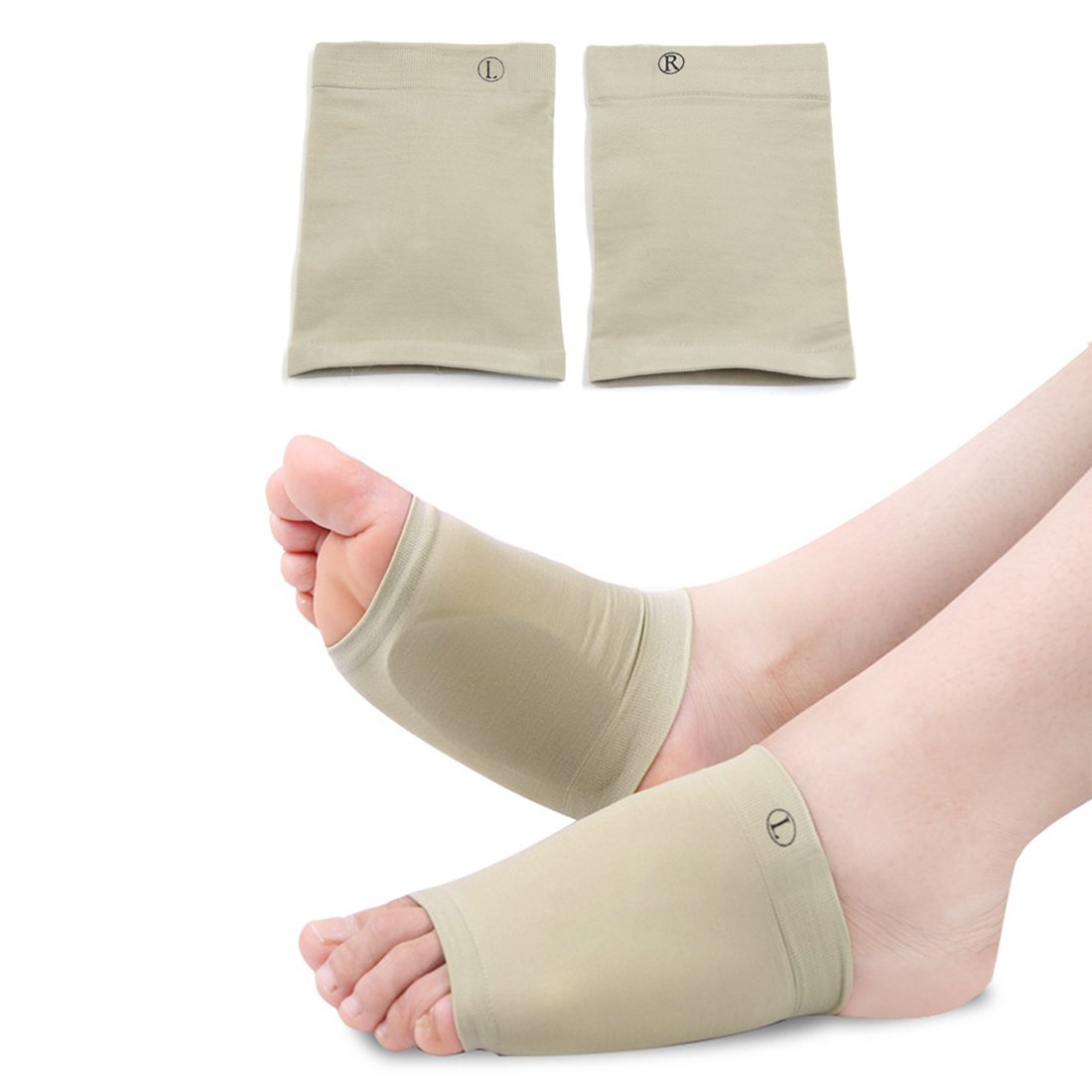 Qtqgoitem 1 Pair Khaki Oval Shaped Silicone Pad Foot Relaxation Protective Sleeves (model: 766 cdb 7d3 ede ddb)