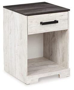 signature design by ashley shawburn 1 drawer night stand nightstand, whitewash & gray