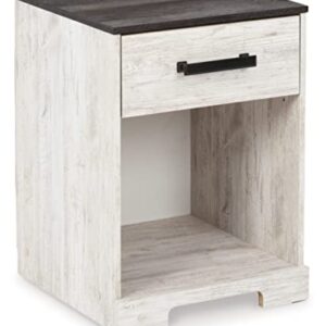 Signature Design by Ashley Shawburn 1 Drawer Night Stand Nightstand, Whitewash & Gray