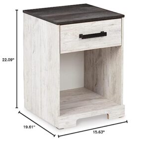 Signature Design by Ashley Shawburn 1 Drawer Night Stand Nightstand, Whitewash & Gray