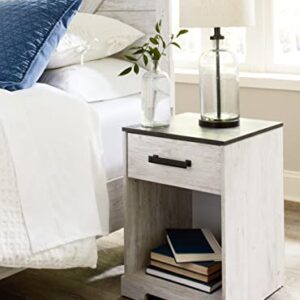 Signature Design by Ashley Shawburn 1 Drawer Night Stand Nightstand, Whitewash & Gray