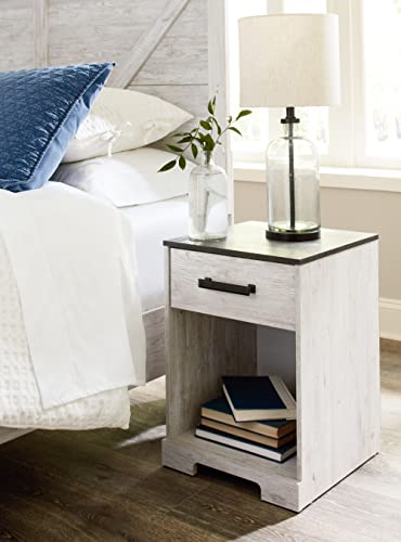 Signature Design by Ashley Shawburn 1 Drawer Night Stand Nightstand, Whitewash & Gray