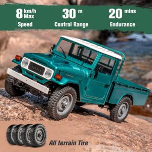 BEEZRC FMS 1/12 RC Crawler Toyota FJ45 Official RTR Green 2.4GHz 4WD Brushed Remote Control Car RTR RC Truck Vehicle Models Hobby Grade RC Carwith Intelligent Lighting for Adults Kids (Green)