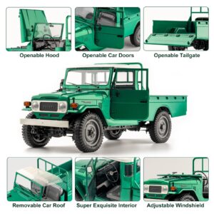 BEEZRC FMS 1/12 RC Crawler Toyota FJ45 Official RTR Green 2.4GHz 4WD Brushed Remote Control Car RTR RC Truck Vehicle Models Hobby Grade RC Carwith Intelligent Lighting for Adults Kids (Green)