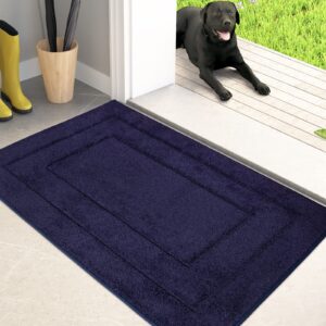 purrugs dirt trapper door mat 20" x 31.5", non-slip/skid machine washable entryway rug, dog door mat, super absorbent welcome mat for muddy wet shoes and paws, navy blue