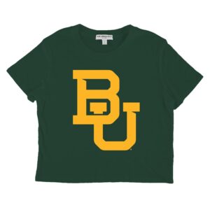 suburban riot baylor university official traditional dylan women's short sleeve crop top (medium) hunter green