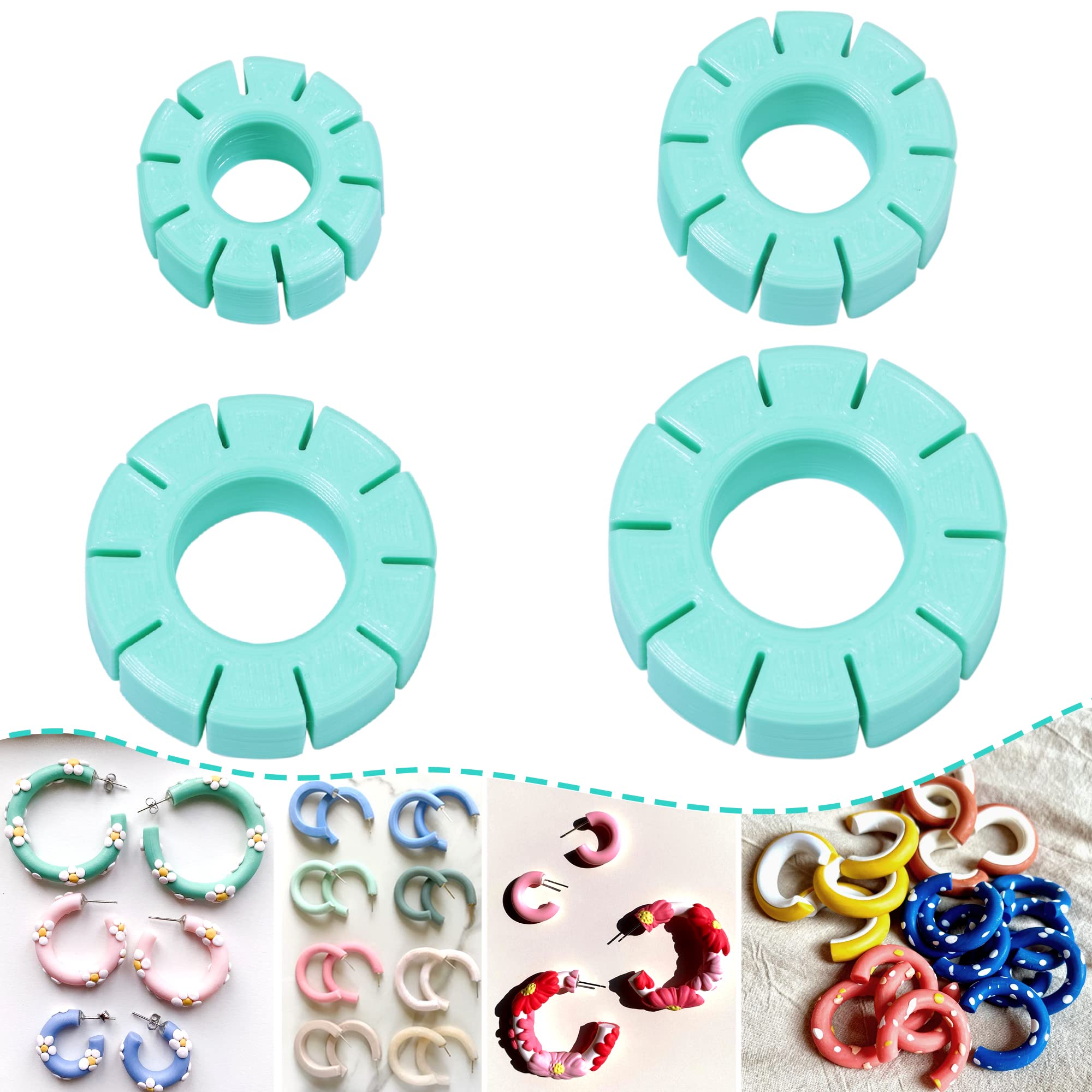 TAINSKY 4 Pcs Polymer Clay Hoop Guide, Polymer Clay Cutters for Polymer Clay Jewelry Making, Plastic Hoop Earring Maker Guide for Polymer Clay Earrings