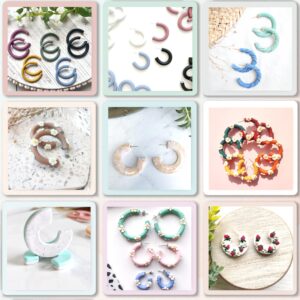 TAINSKY 4 Pcs Polymer Clay Hoop Guide, Polymer Clay Cutters for Polymer Clay Jewelry Making, Plastic Hoop Earring Maker Guide for Polymer Clay Earrings