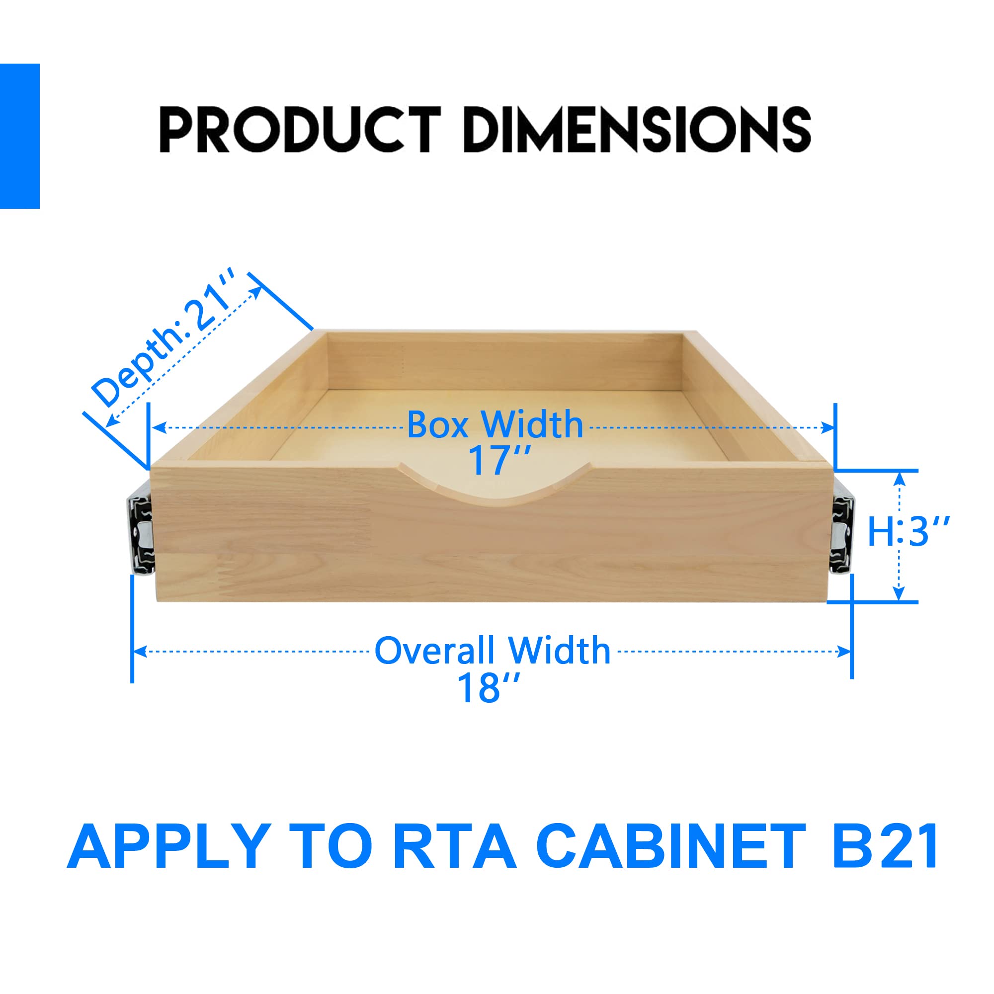 WelFurGeer Pull Out Drawers for Kitchen Cabinets, Pull Out Cabinet Shelf, Pantry Organizers and Storage, Slide Out Wood Cabinet Organizer, Wood Rack for Kitchen, Bathroom (17" Wide)