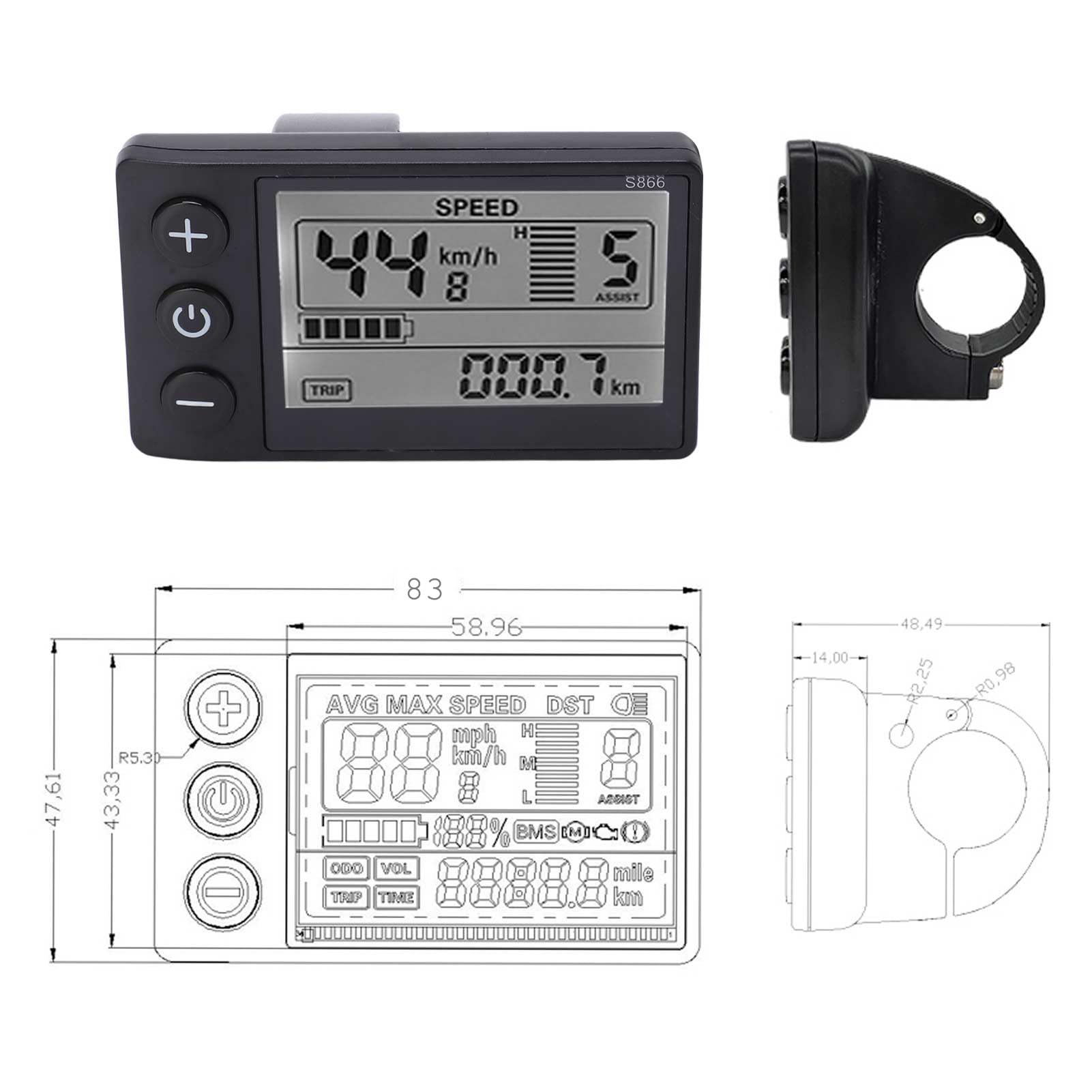 Motor Brushless Controller, 36V/48V 500/750W Waterproof LCD Display Panel Brushless Motor Controller Kit, Scooter Brushless Motor Speed Controller with LCD Panel for Electric Bicycle, EBike, Scooter