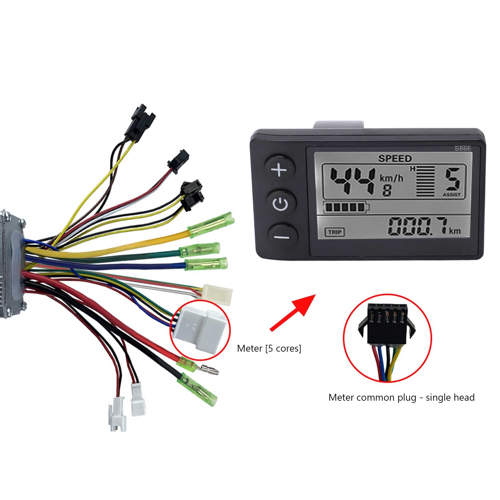 Motor Brushless Controller, 36V/48V 500/750W Waterproof LCD Display Panel Brushless Motor Controller Kit, Scooter Brushless Motor Speed Controller with LCD Panel for Electric Bicycle, EBike, Scooter