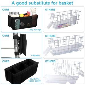 yeloumiss Walker Basket Foldable Walker Storage Bag with Two Split Boards and Six Non-Slip Straps Big Capacity Walker Basket Tote Organizer Never Tipping Over Ideal for Senior, Universal Size (Black)