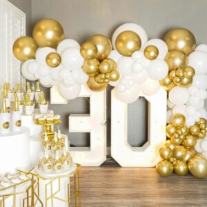 CANREVEL Metallic Gold Balloons - 100pcs Different Sizes 15/10/12/18 Inch Chrome Gold Latex Balloons Garland Arch Kit for Birthday Party Graduation Baby Shower Wedding Holiday Balloon Decoration