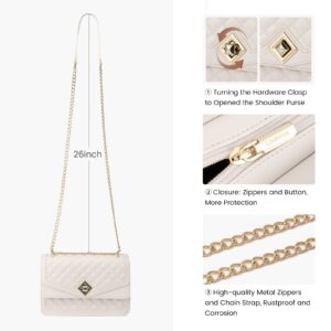 LOVEVOOK White Purse for Women Quilted Crossbody Bags with Chain Strap,Evening Handbag Clutch Purse 2023 New