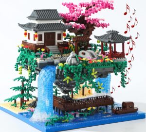 cherry blossom tree building set with gift box, original music cherry blossom tree house(type :symphony), japanese sakura tree house lights building kit（3220 pcs, cherry bonsai tree building set.