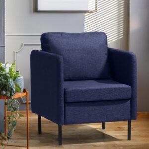 XSPRACER Accent Chairs, Comfy Sofa Chair, Armchair for Reading, Living Room, Bedroom, Waiting Room, Linen, Navy Blue