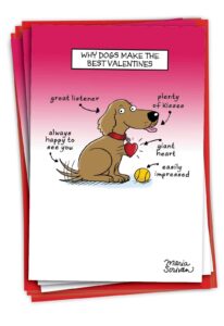 nobleworks - pack of 3 humorous valentine's day greeting cards with envelopes, funny cartoon pet doggy love holiday for men and women couples (1 designs, 3 each) - dog lovers c3167vdg-c3x1