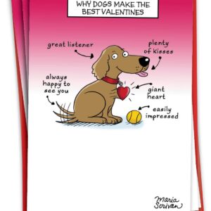 NobleWorks - Pack of 3 Humorous Valentine's Day Greeting Cards with Envelopes, Funny Cartoon Pet Doggy Love Holiday for Men and Women Couples (1 Designs, 3 Each) - Dog Lovers C3167VDG-C3x1