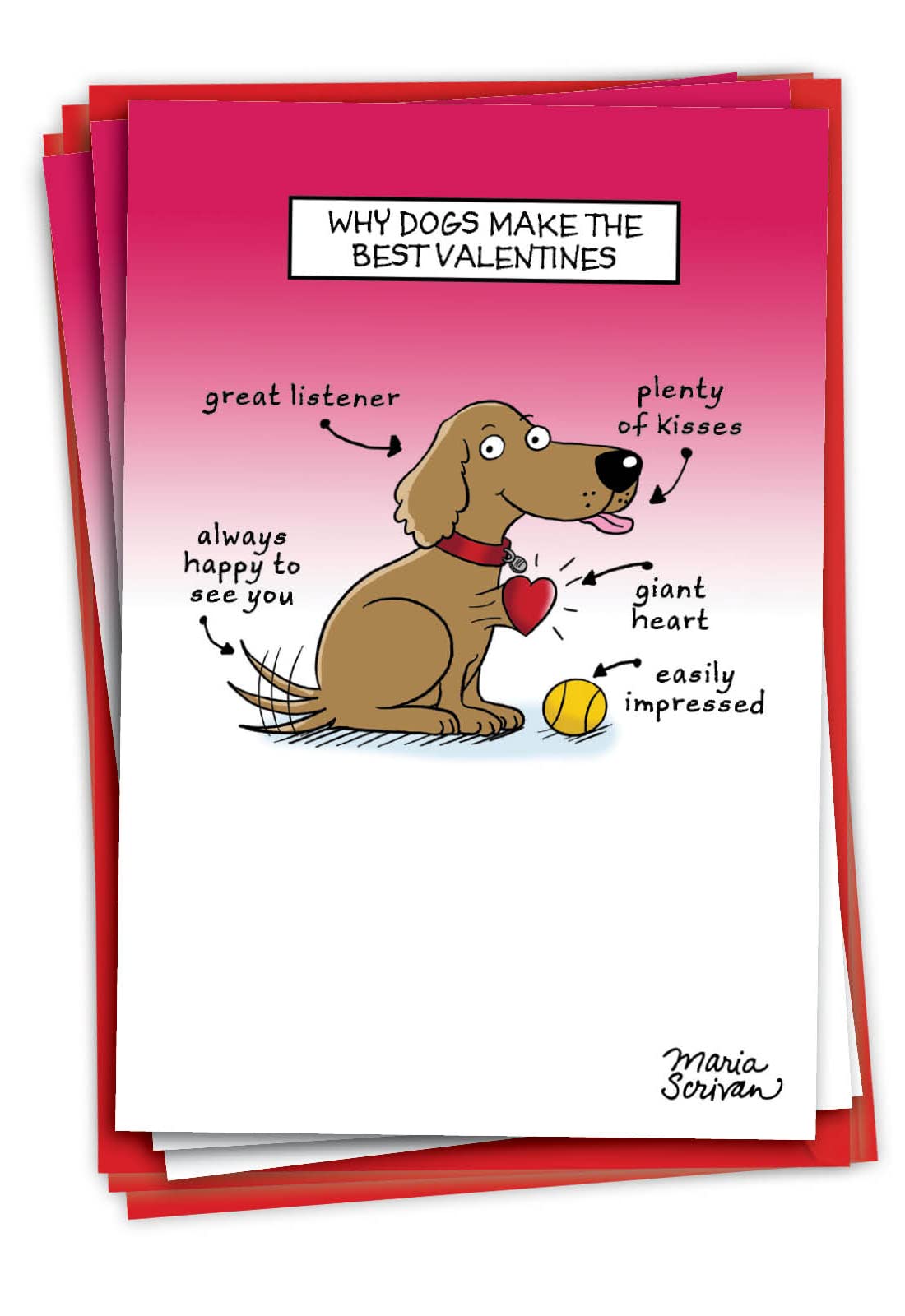 NobleWorks - Pack of 3 Humorous Valentine's Day Greeting Cards with Envelopes, Funny Cartoon Pet Doggy Love Holiday for Men and Women Couples (1 Designs, 3 Each) - Dog Lovers C3167VDG-C3x1