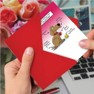 NobleWorks - Pack of 3 Humorous Valentine's Day Greeting Cards with Envelopes, Funny Cartoon Pet Doggy Love Holiday for Men and Women Couples (1 Designs, 3 Each) - Dog Lovers C3167VDG-C3x1