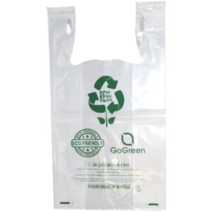 eco friendly thick reusable t-shirt bags - 1/6 bbl - 11.5"x6.5"x21" - 150 bags - 4.0 mil - 101 mic - clear