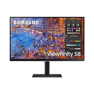 samsung 27-inch viewfinity s80pb series uhd computer monitor, dci-p3 98%, vesa displayhdr 400, ips panel, matte display, usb-c, pip/pbp, intelligent eye care, ls27b806pxnxgo, 2023,black