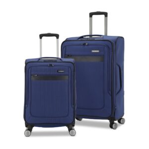 samsonite ascella 3.0 softside expandable luggage with spinners, sapphire blue, 2pc set (carry-on/medium)