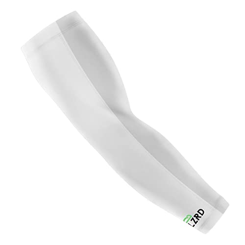 LZRD TECH Football Sleeve - Max Grip Compression Arm Sleeve with Moisture Wicking Fabric, Protection from Turf Burns & Scrapes - NCAA Legal UV Protection Sleeves - Youth Medium, White