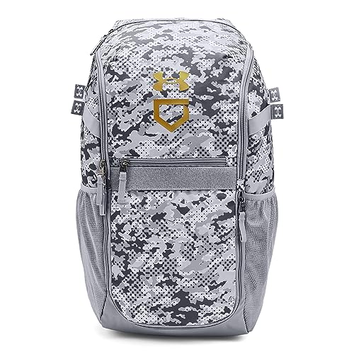 Under Armour Unisex-Adult Utility Baseball Backpack Print, (036) Steel / / Metallic Gold, One Size Fits All