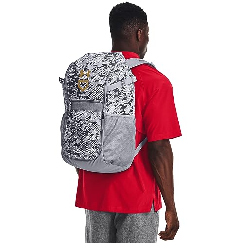 Under Armour Unisex-Adult Utility Baseball Backpack Print, (036) Steel / / Metallic Gold, One Size Fits All