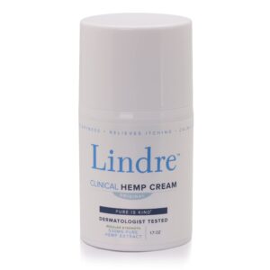 lindre regular strength hemp cream for dry to very dry, sensitive skin. fragrance free, steroid free, dermatologist tested. original formula, 1.7oz