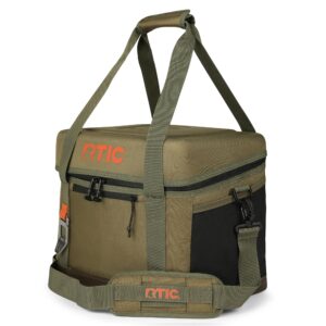 rtic 28 can everyday cooler, soft sided portable insulated cooling for lunch, beach, drink, beverage, travel, camping, picnic, for men and women, olive