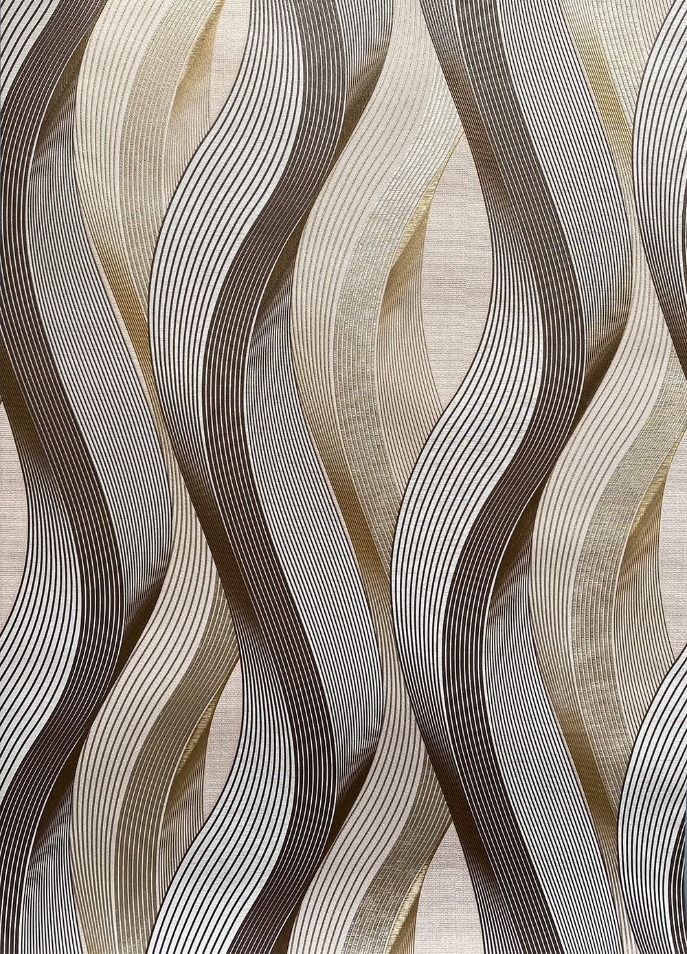 3D Wave Stripe Wallpaper Beige Embossed Vinly Non-Pasted Waterproof Wall Covering 374.00”x 20.8” [ Not Peel and Stick ]