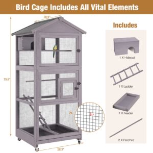 Bird Cage Outdoor Parakeet Cage Large Wooden Aviary Cage Indoor Parrot Cage House