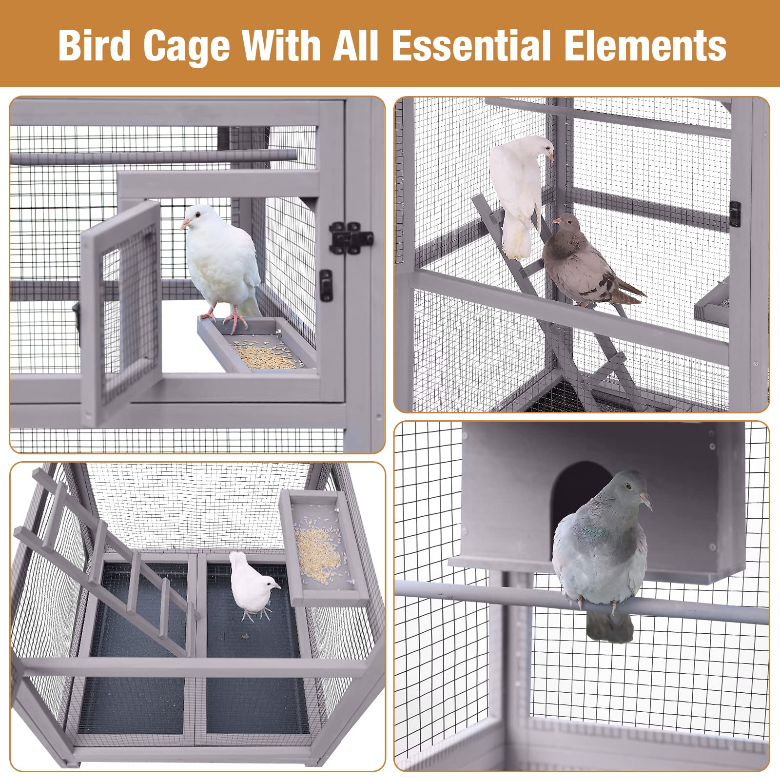 Bird Cage Outdoor Parakeet Cage Large Wooden Aviary Cage Indoor Parrot Cage House