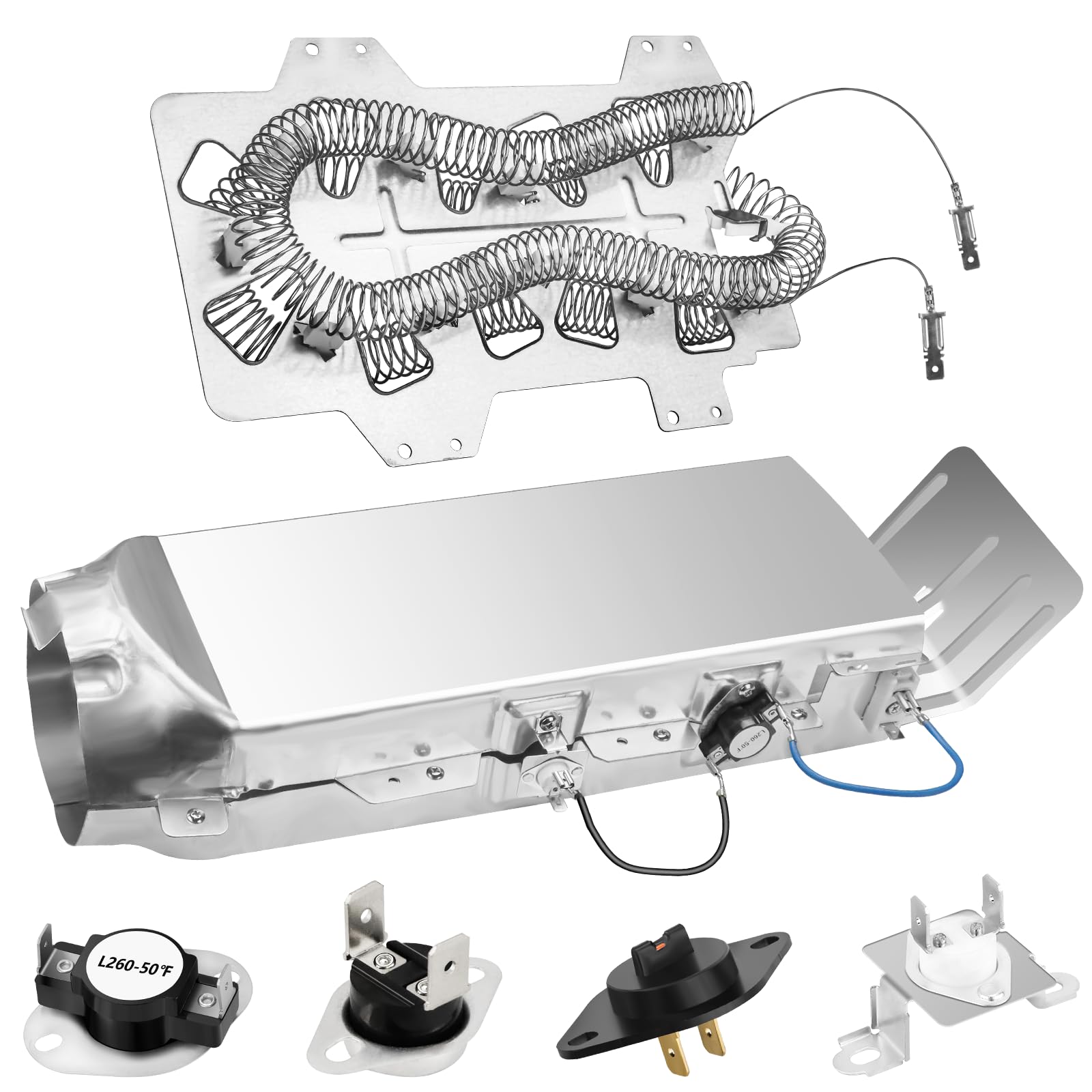 DC97-14486A Dryer Heating Element Heater Duct Assembly Replacement for Samsung Dryer Parts Replace DC97-14486D DC97-08891A 1795935 AP4342351 PS2432265