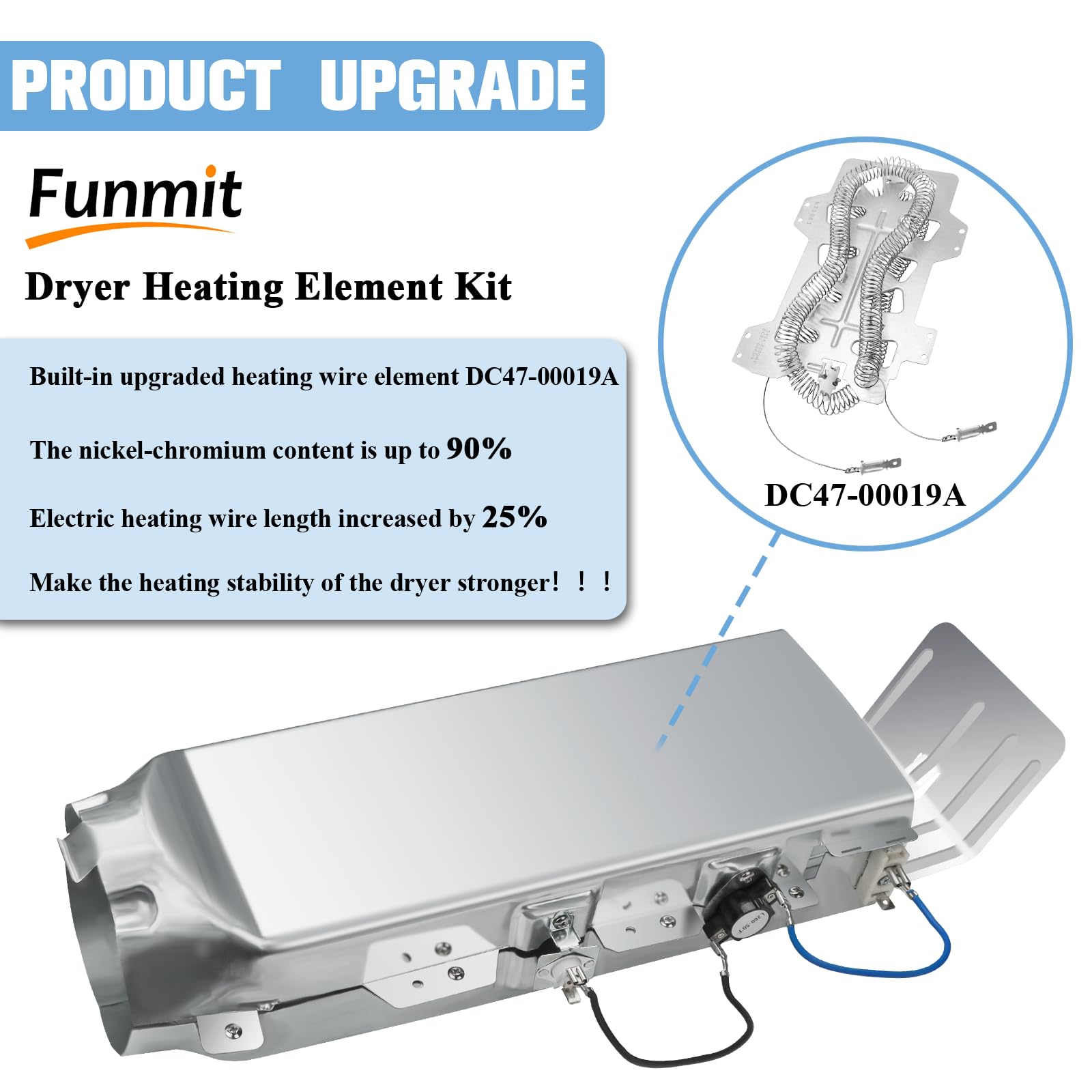 DC97-14486A Dryer Heating Element Heater Duct Assembly Replacement for Samsung Dryer Parts Replace DC97-14486D DC97-08891A 1795935 AP4342351 PS2432265