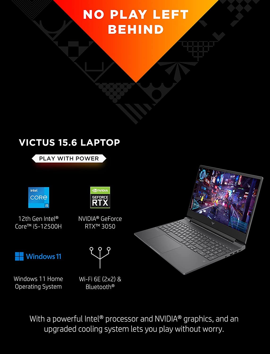 HP Victus 15.6" FHD IPS Premium Gaming Laptop | 12thGen Intel Core i5-12500H | 16GB RAM | 1TB SSD | NVIDIA GeForce RTX 3050 | Backlit Keyboard | Windows 11 | with HDMI Cable Bundle