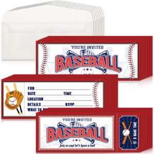 woanger baseball birthday party invitations, 50 pieces with envelopes, multicolor, unisex-adults